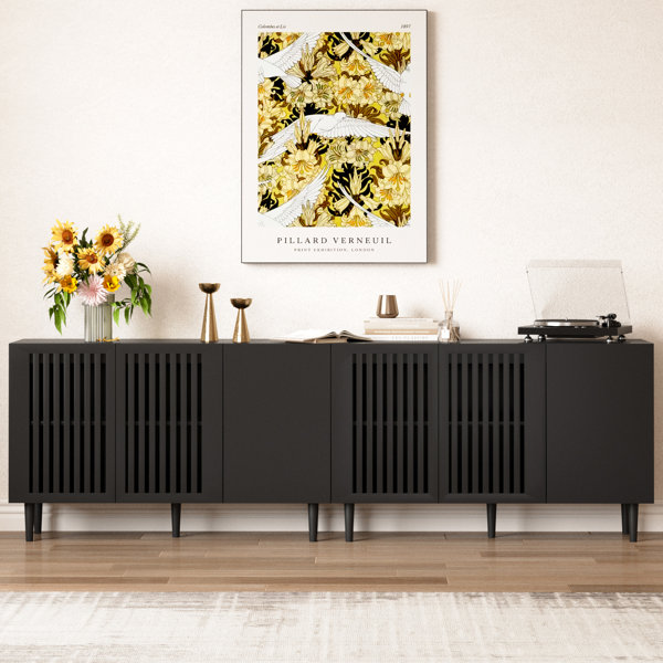 Ebern Designs Credenza Storage Cabinet With Doors, Sideboard Buffet Cabinet With Adjustable ...